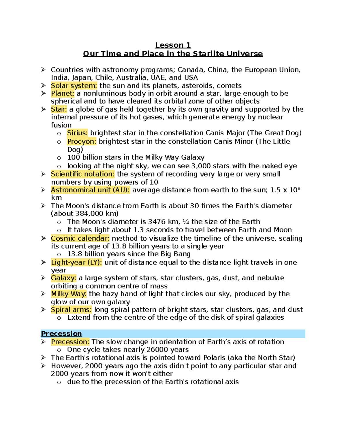 Lesson 1 - M1 - Lesson 1 Our Time and Place in the Starlite Universe ...
