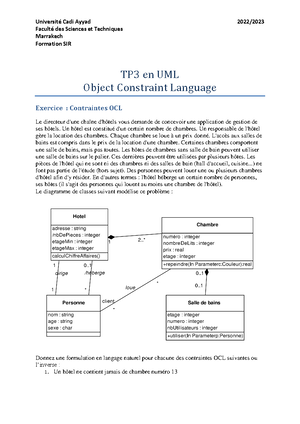 TP1 - Cours et exercices de UML - Université Cadi Ayyad 2022/ Faculté des Sciences et Techniques ...