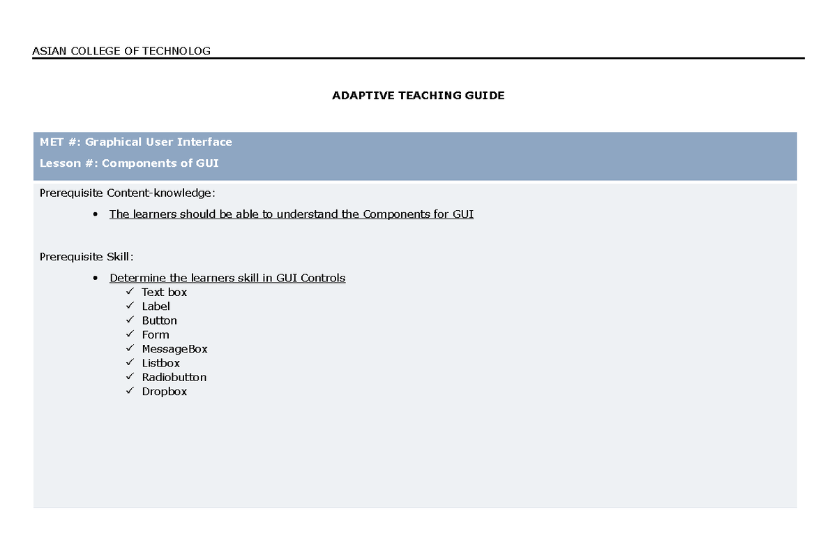 ATG - Copro 2 - Dungog - Nothing - ASIAN COLLEGE OF TECHNOLOG ADAPTIVE ...