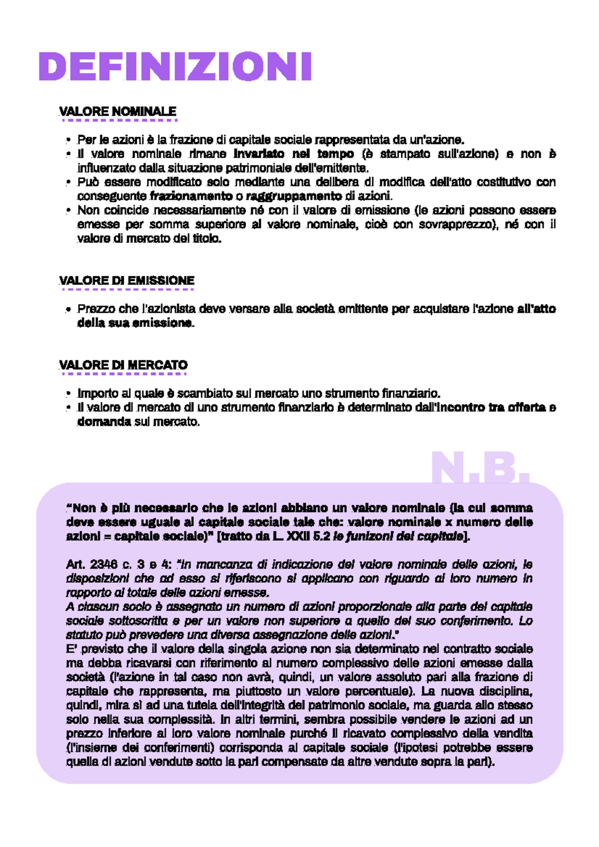 Il valore delle azioni - Schemi commerciale - ?=LD@F'HDA3H=LG K - Studocu