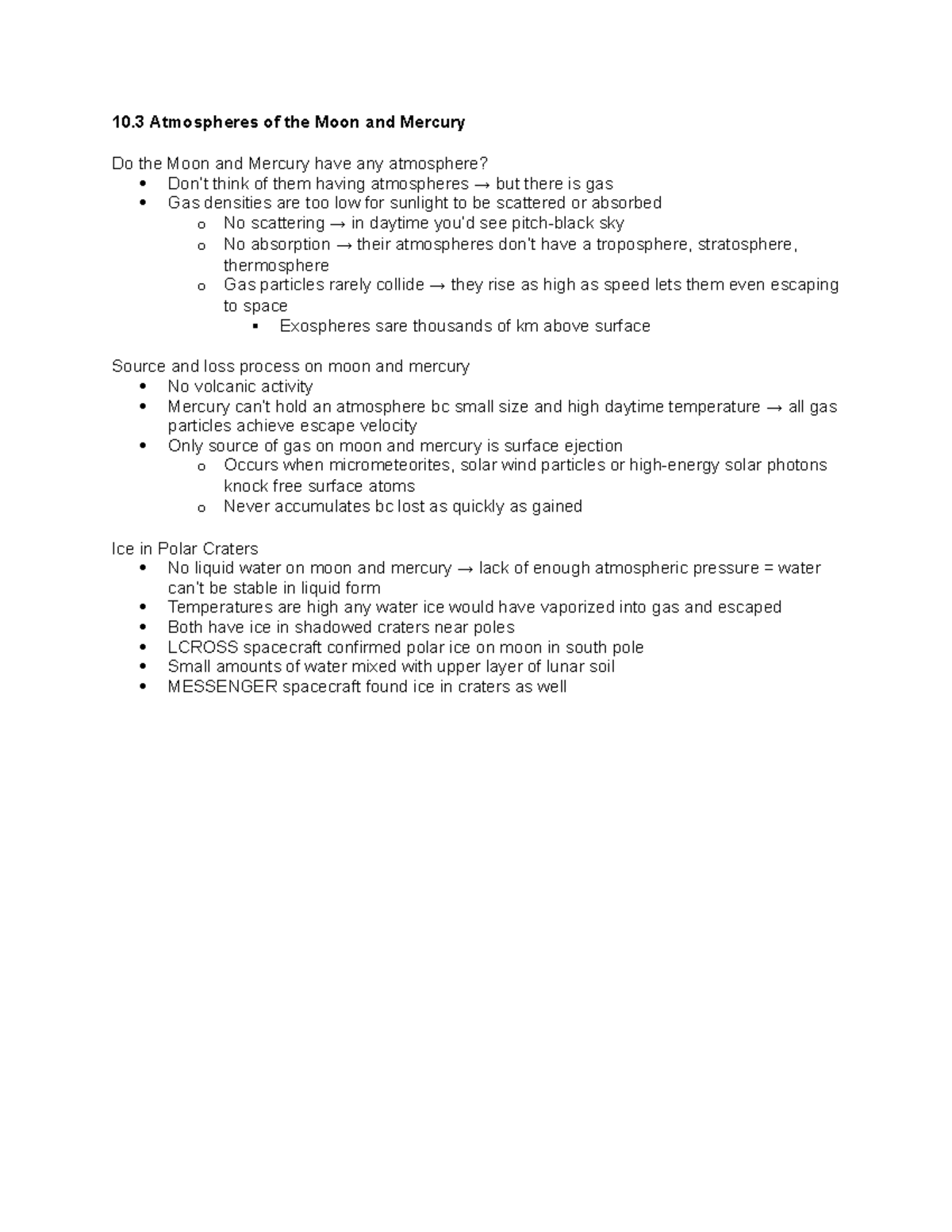 10.3 notes - 10 Atmospheres of the Moon and Mercury Do the Moon and ...