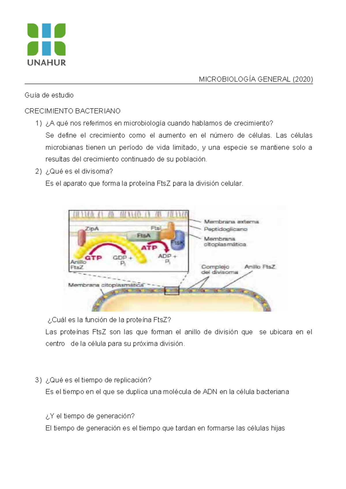 1. Guía de estudio - Crecimiento Bacteriano - MICROBIOLOGÍA GENERAL ...
