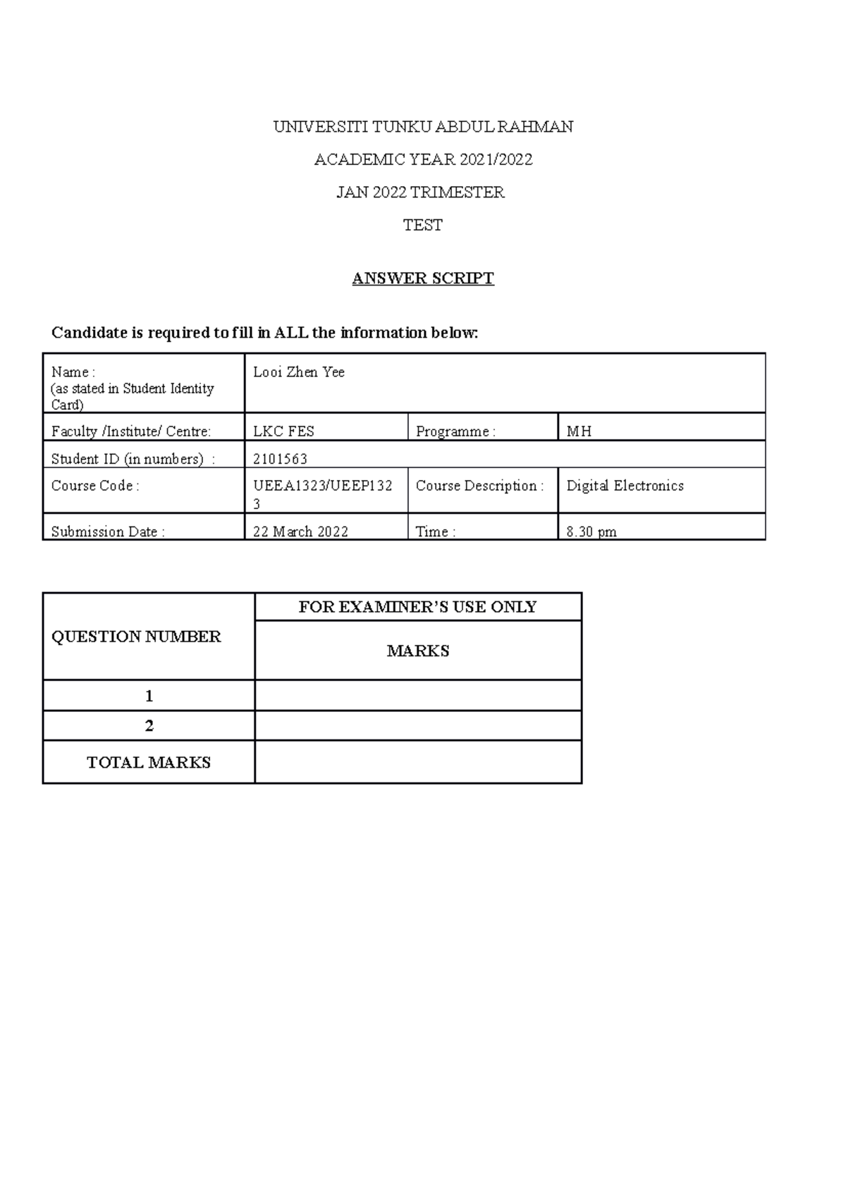 DE Test Answer Script Template - UNIVERSITI TUNKU ABDUL RAHMAN ACADEMIC ...