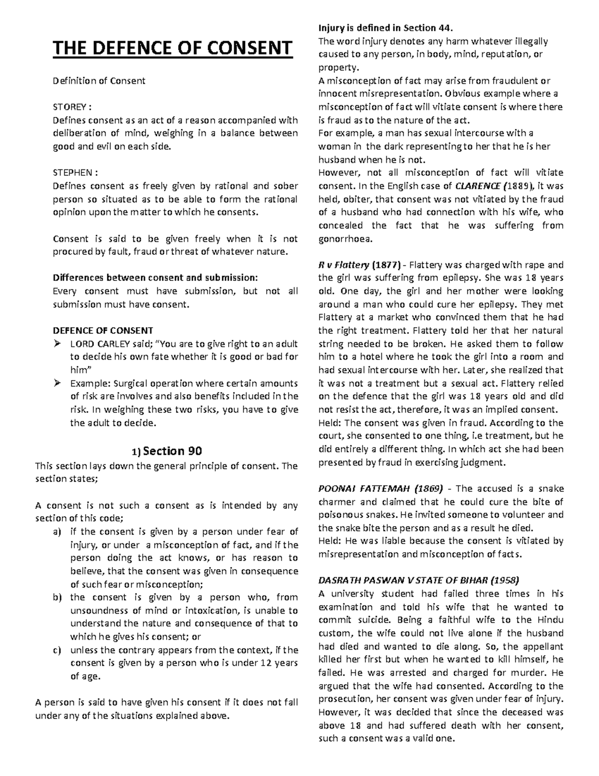 THE Defence OF Consent - THE DEFENCE OF CONSENT Definition of Consent ...