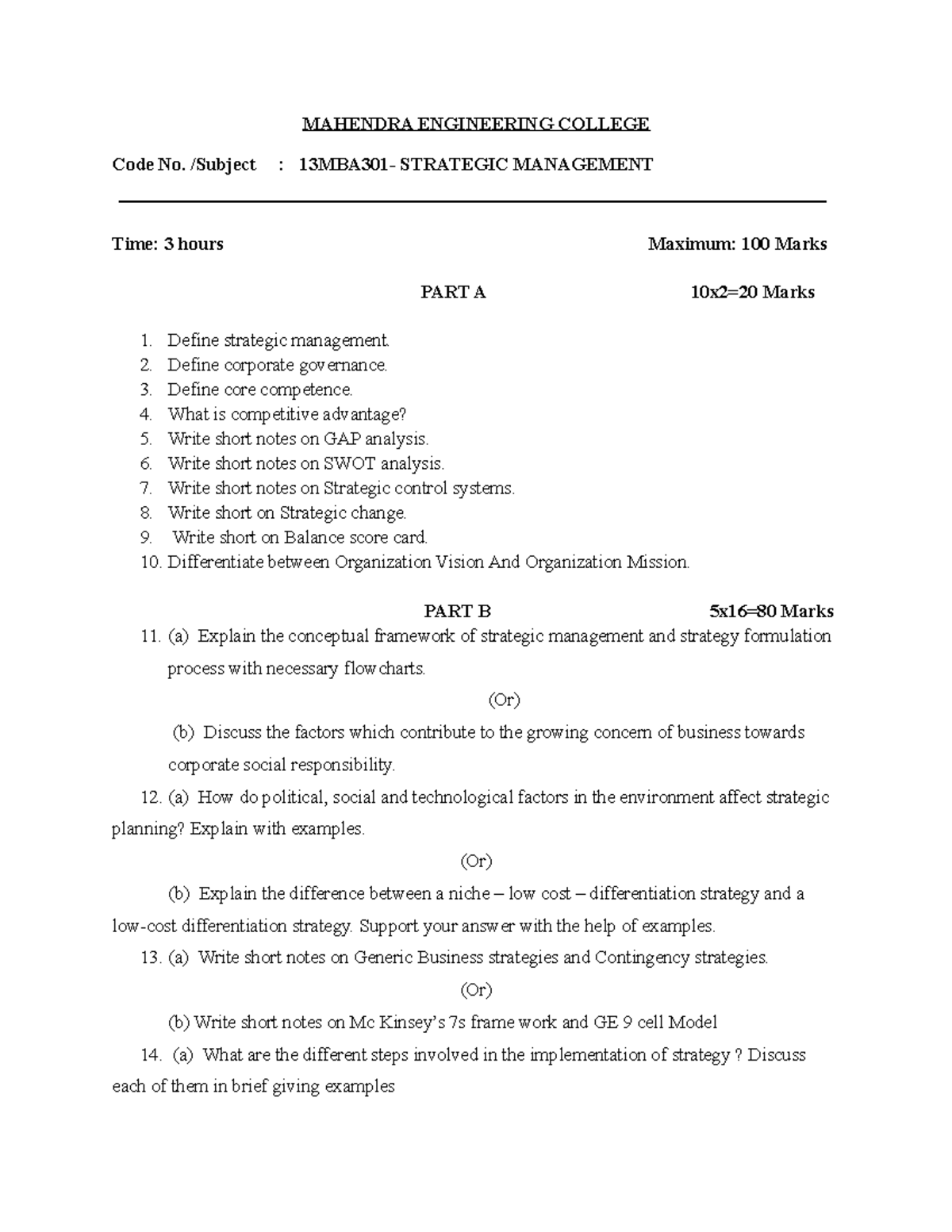 Sample/practice exam 2017, questions and answers - MAHENDRA ENGINEERING ...