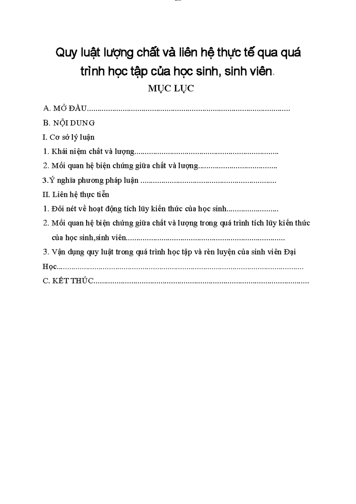 Tieu luan quy luat luong chat va lien he thuc te qua qua trinh hoc tap ...