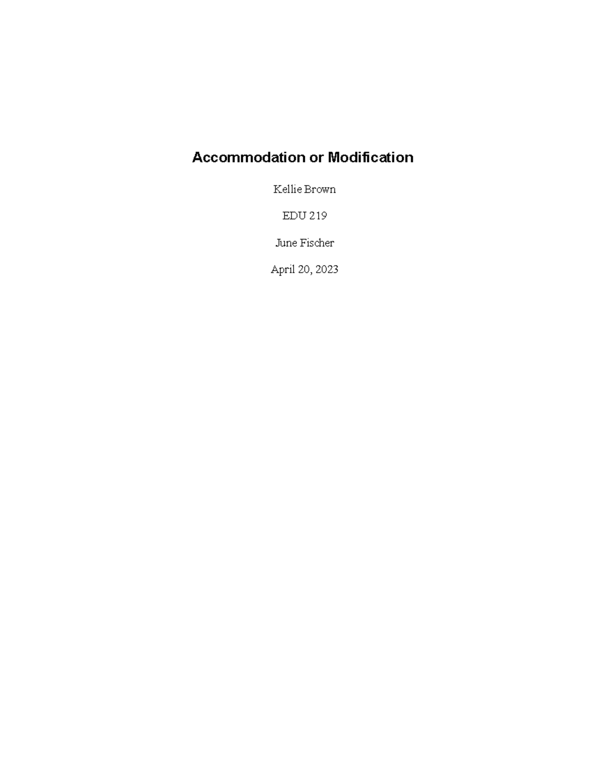 Accommodation or Modification Assignment done - Accommodation or ...