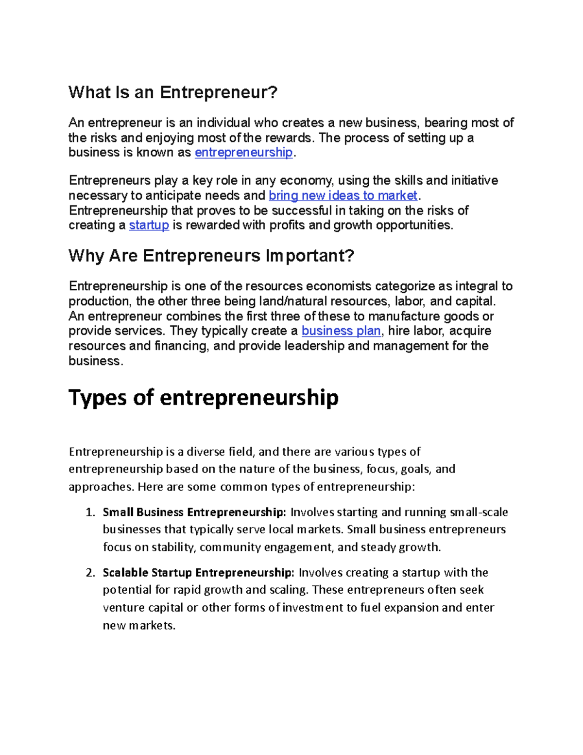 Entrepreneurship unit 1 - What Is an Entrepreneur? An entrepreneur is ...