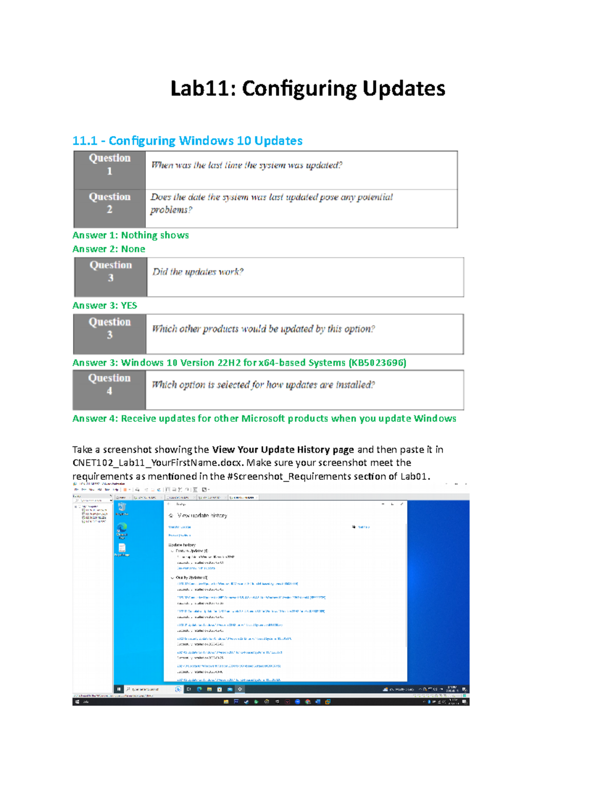 Cnet102lab11 - cnet102lab - Lab11: Configuring Updates 11 - Configuring ...