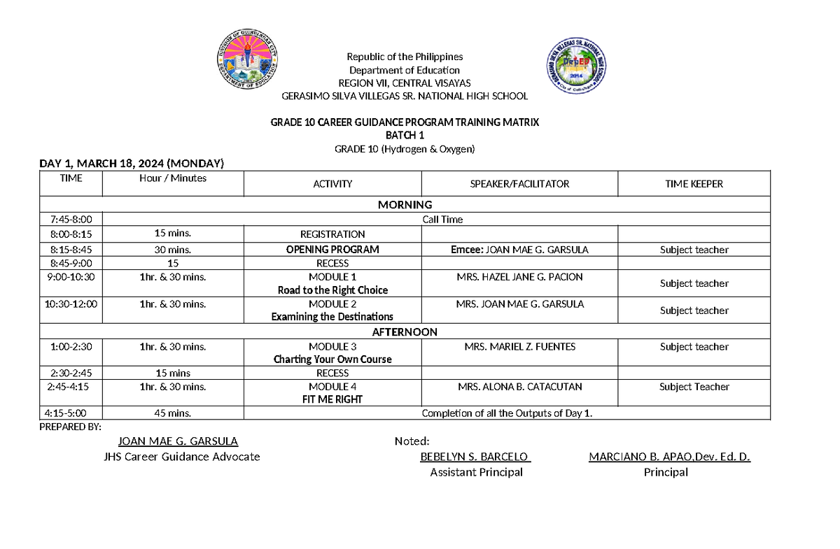 CGP-Matrix-2024 2 - Practice materials - Department of Education REGION ...