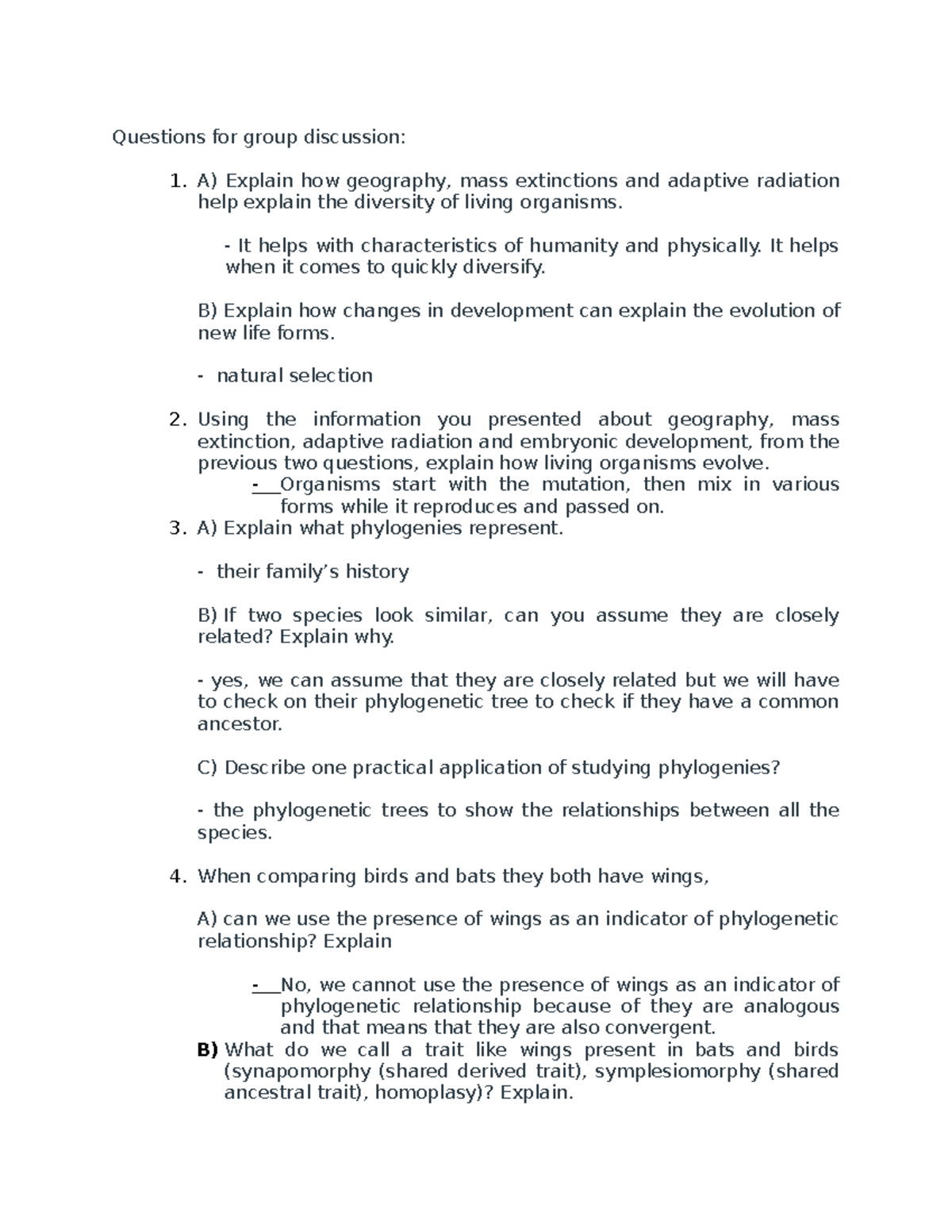 Forum module 1 - bio 11 - Study GUID CHP 17 - Questions for group ...