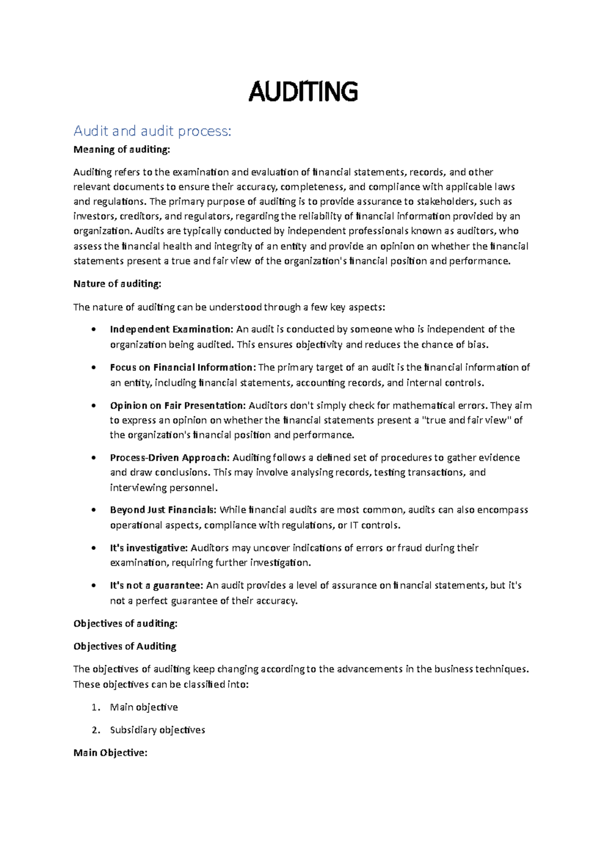 Auditing-1 - I need auditing complete notes for B.Com 3rd year ...