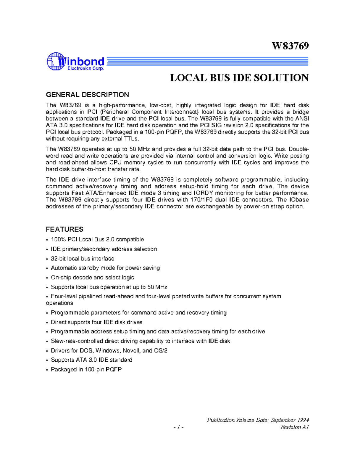 Local BUS IDE Solution - LOCAL BUS IDE SOLUTION Publication Release ...