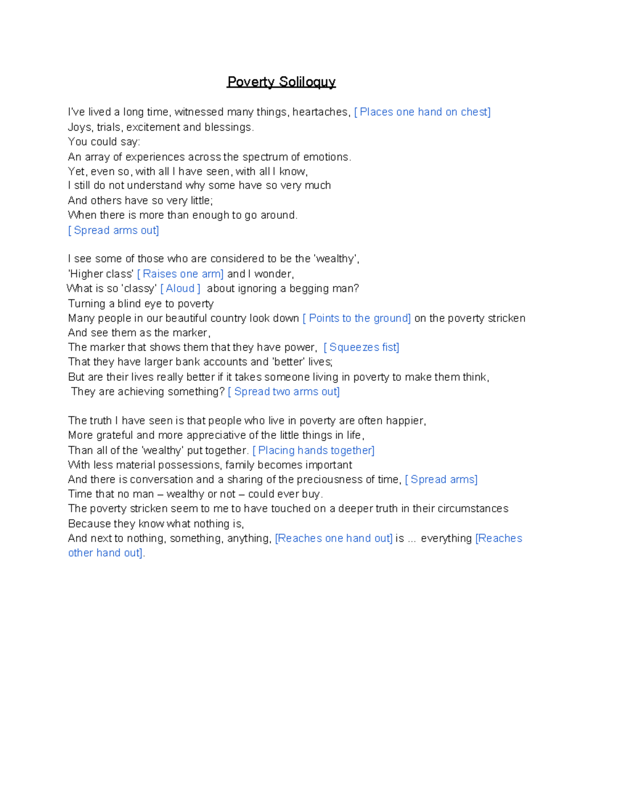 Soliloquy - Advance English: Shakespeare Richard III - Poverty ...