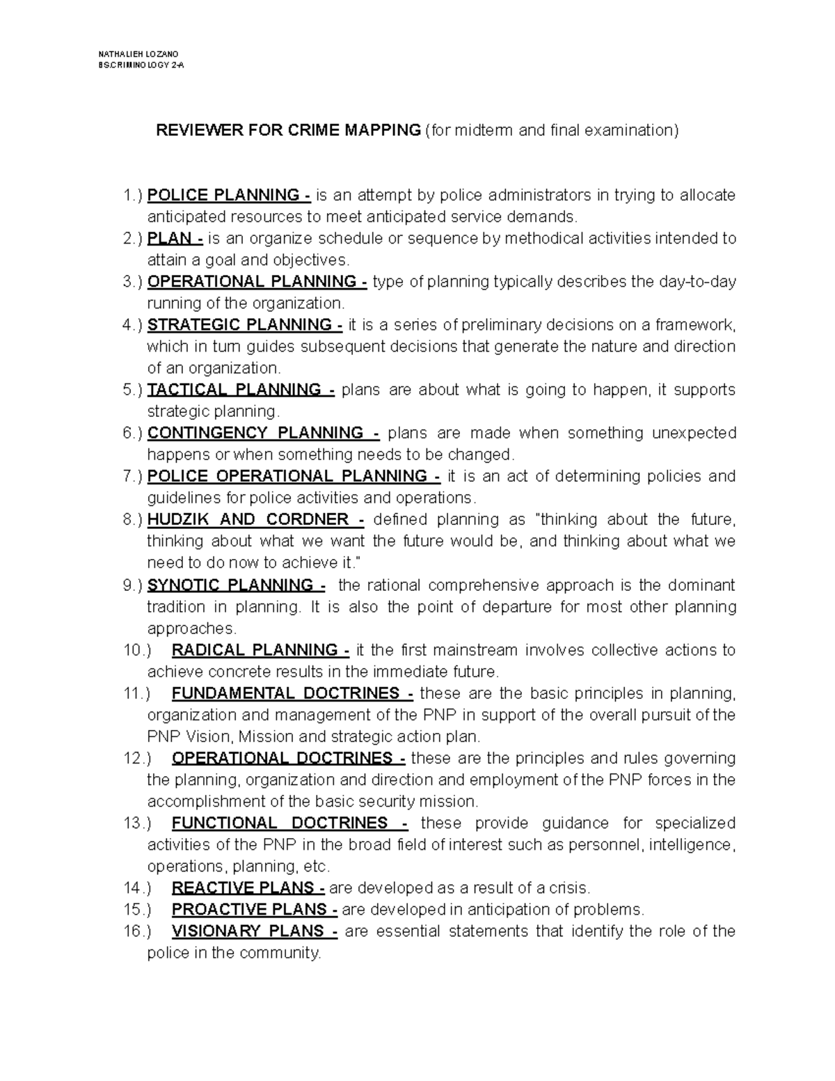 Reviewer FOR Crime Mapping - BS 2-A REVIEWER FOR CRIME MAPPING (for ...