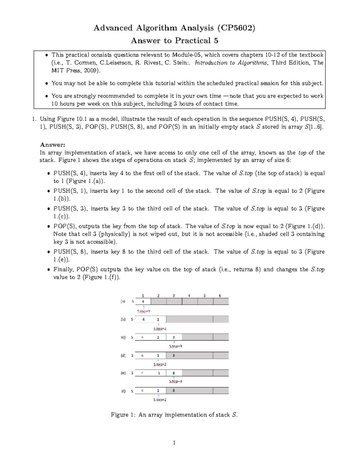 Answer to cp5602 practical 05 - Advanced Algorithm Analysis (CP5602) Answer to Practical 5 This ...