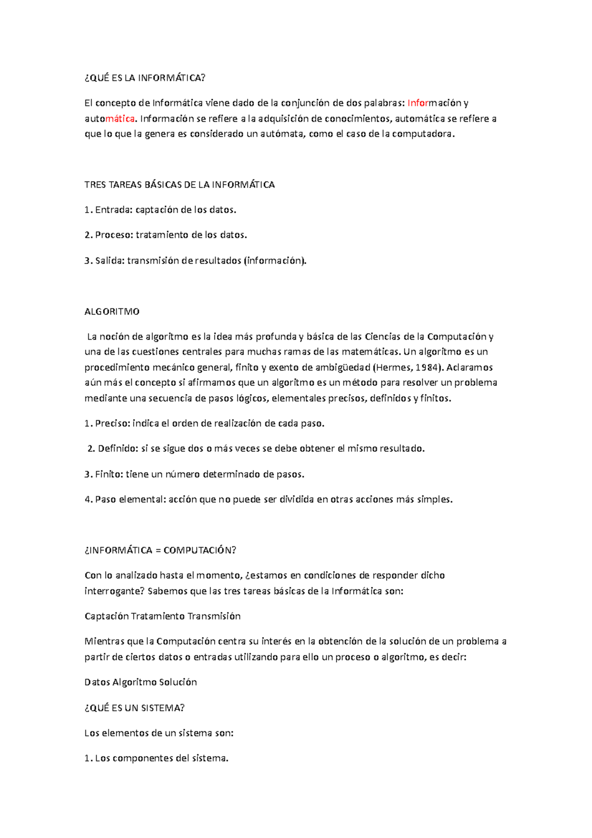 QUÉ ES LA Informática - apuntes - ¿QUÉ ES LA INFORMÁTICA? El concepto ...