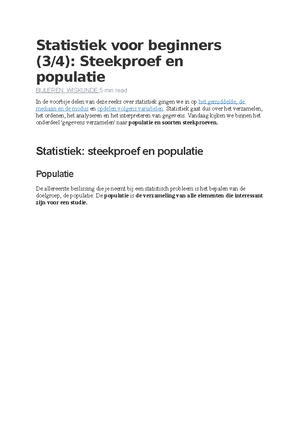 Statistiek voor beginners 2-4 - In het eerste deel van deze reeks namen ...