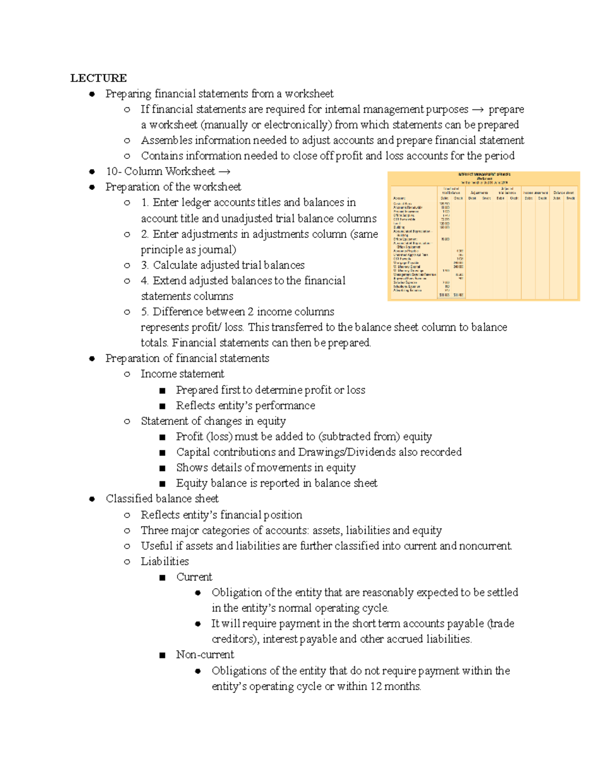 Week 6 - Lecture notes 6 - LECTURE Preparing financial statements from ...