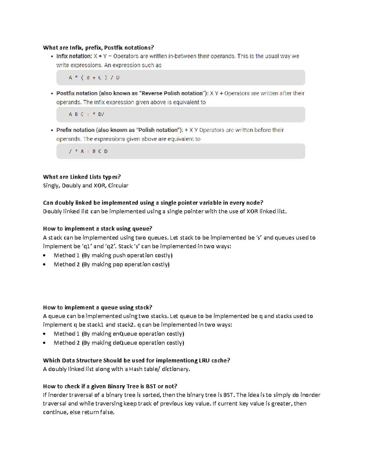 12 Interview Q&A - What are Infix, prefix, Postfix notations? What are ...