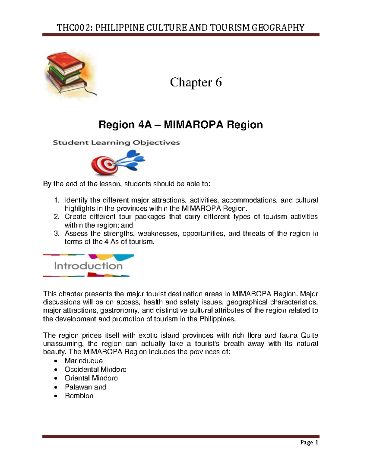 Chapter 6 - Philippine Tourism Geography AND Culture - Region 4A ...