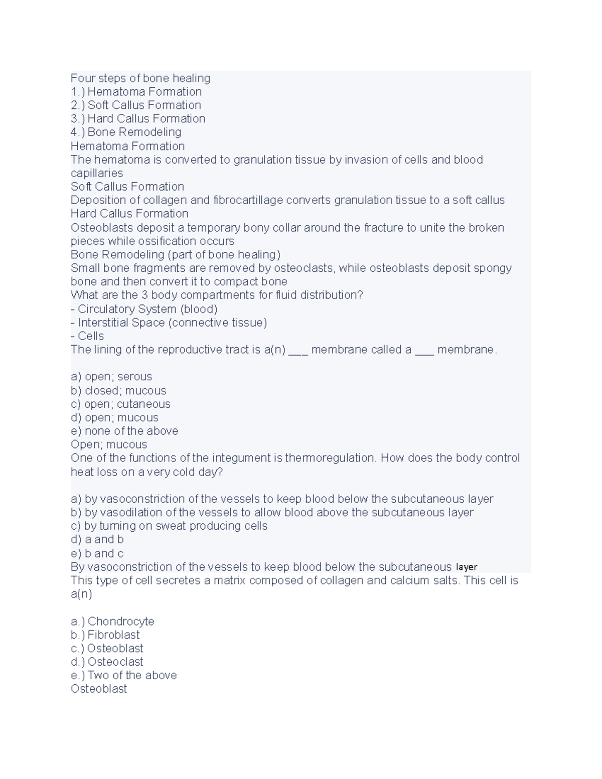 Anat 20 - practice - Four steps of bone healing 1.) Hematoma Formation ...