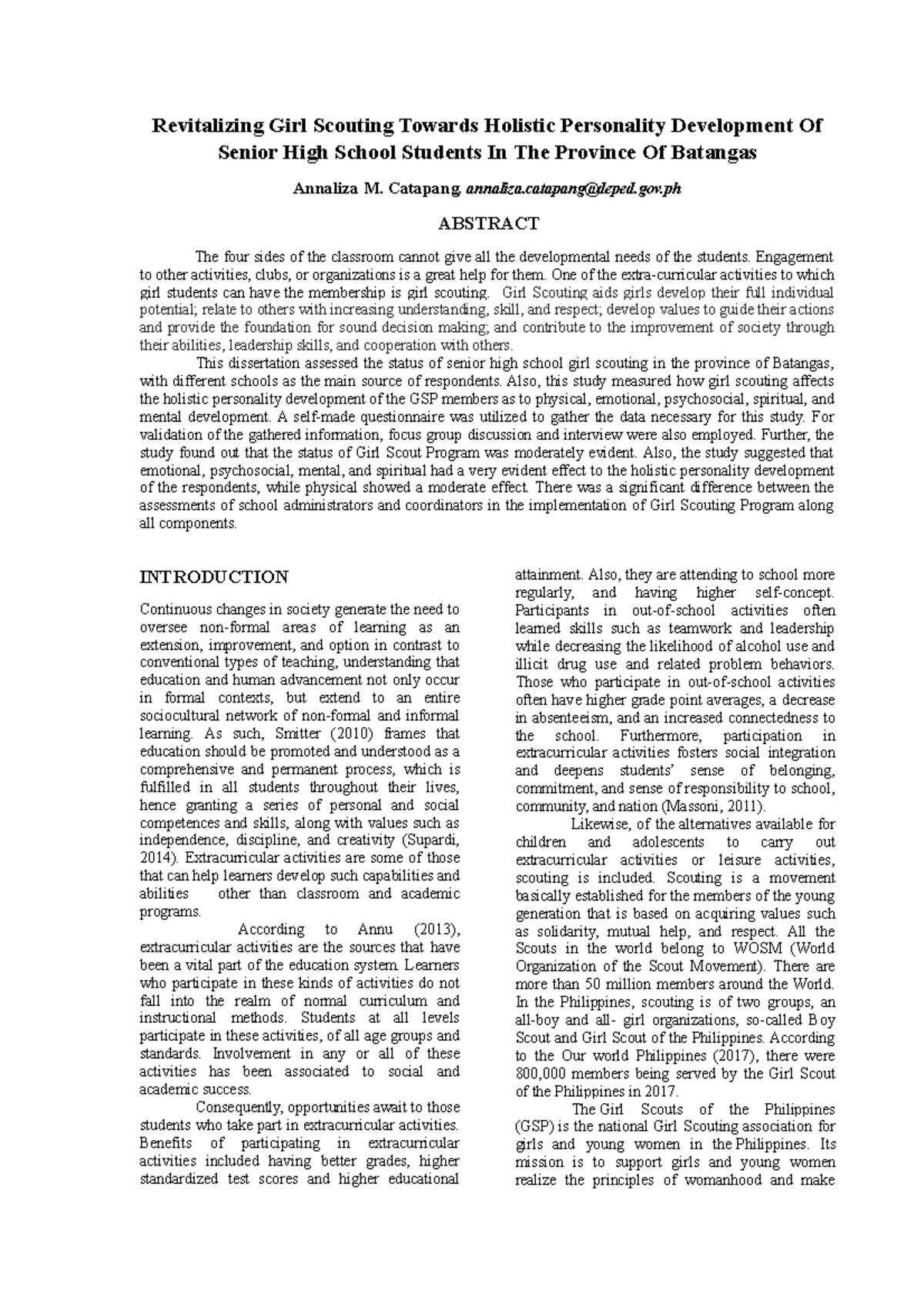 10 page paper GSP final - Revitalizing Girl Scouting Towards Holistic ...