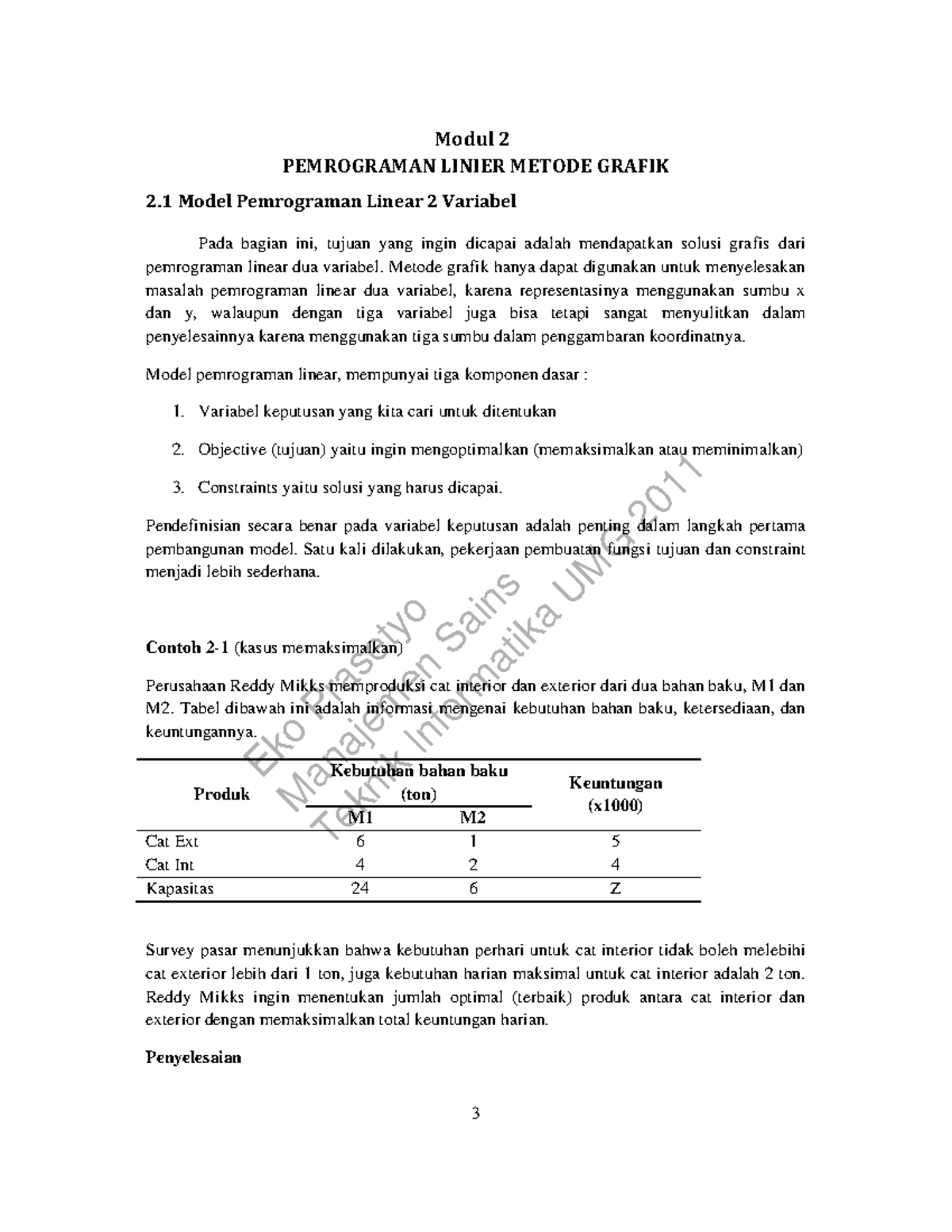 Ms2011 modul 2 pemrograman linier metode grafik 1 - Modul 2 PEMROGRAMAN ...