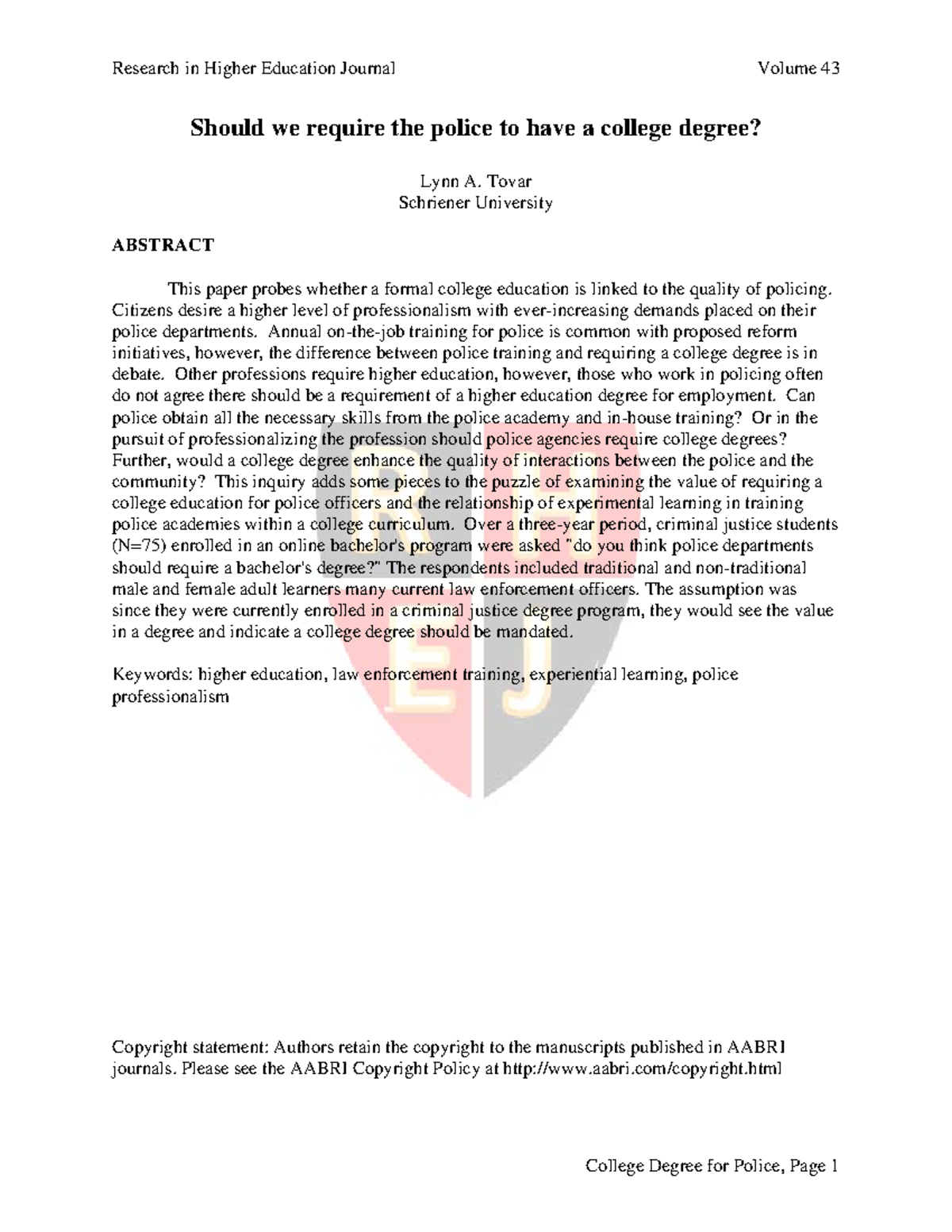 EJ1382951 - nxbdb d dnjdbdbhddh - Should we require the police to have ...