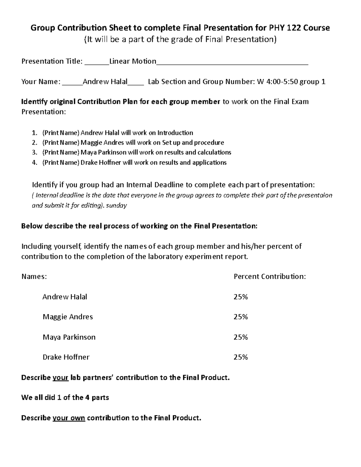 Individualand Group Contribution Sheet for - Group Contribution Sheet ...