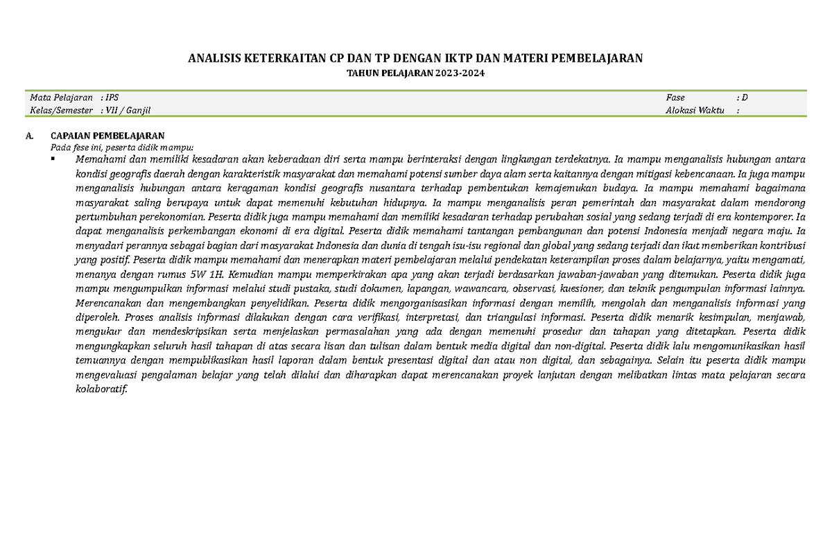 02. Analisis Keterkaitan CP dan TP - www - ANALISIS KETERKAITAN CP DAN ...