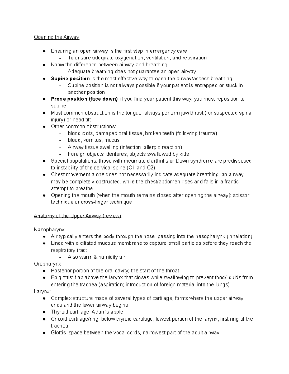 CH 11 Airway Management - Opening the Airway Ensuring an open airway is ...