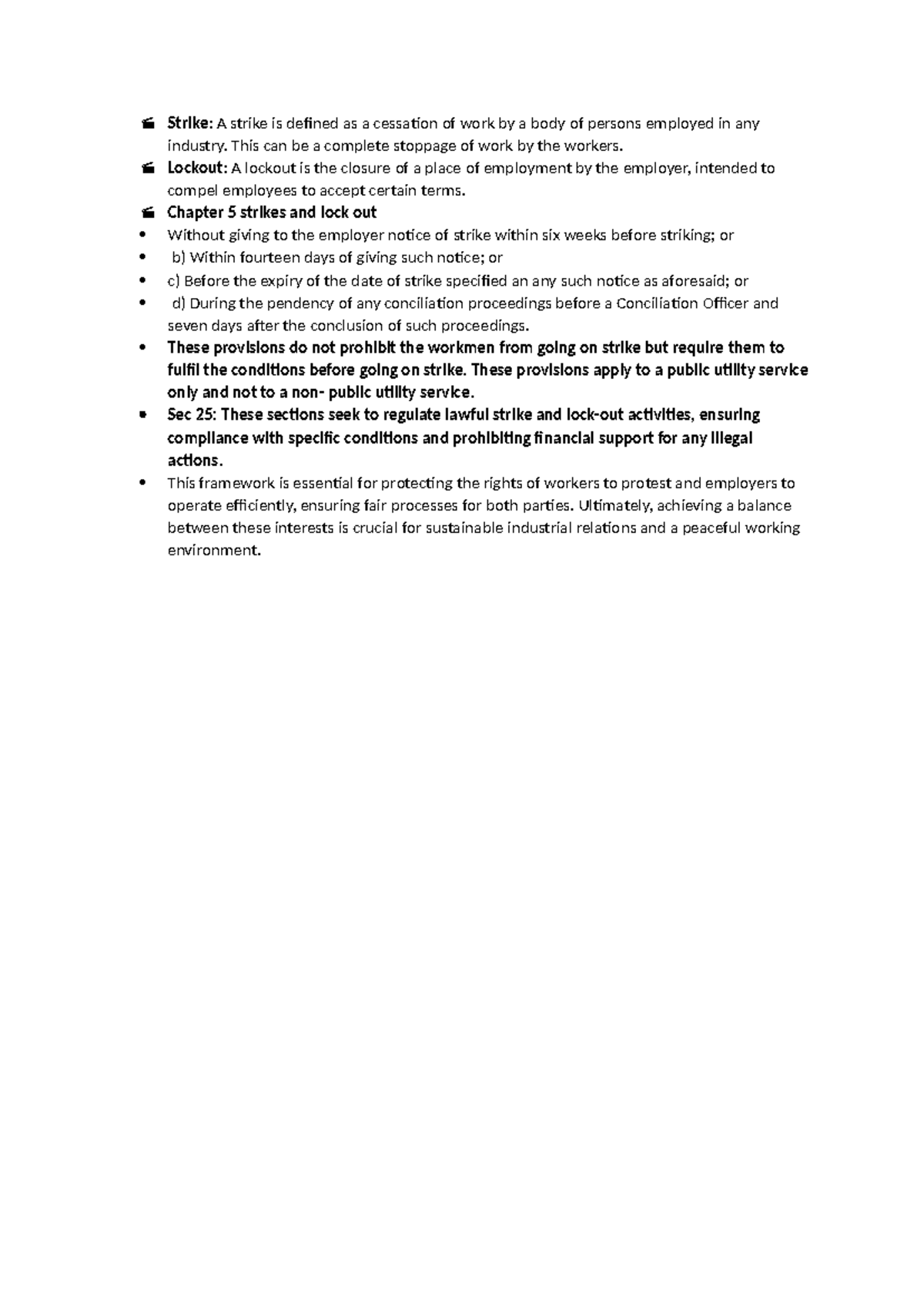 Labour - Strike: A strike is defined as a cessation of work by a body ...