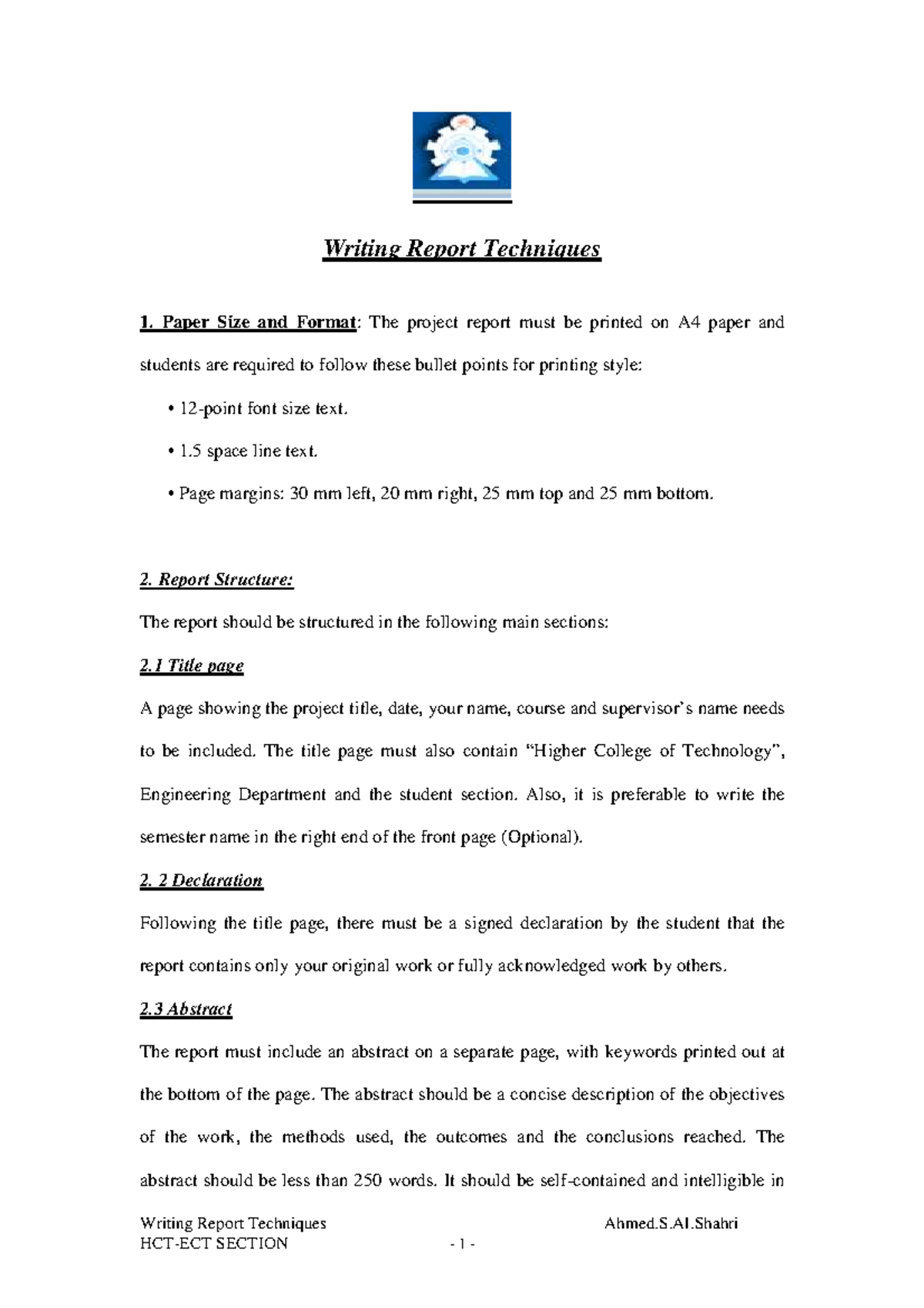 Writing-report-techniques - Writing Report Techniques Paper Size and ...