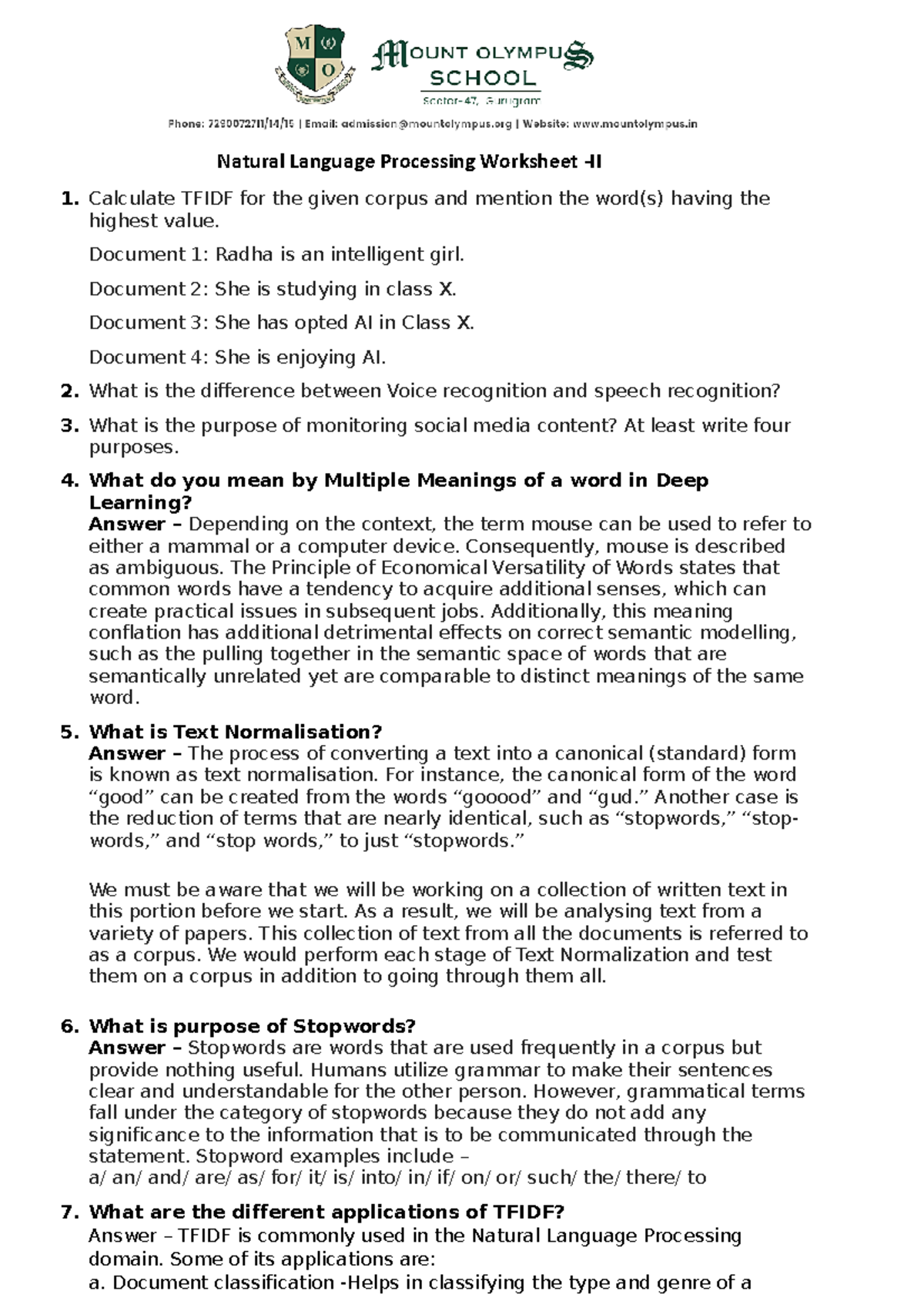 NLP Worksheet F - NA KKXKSXLSKXL - Natural Language Processing ...