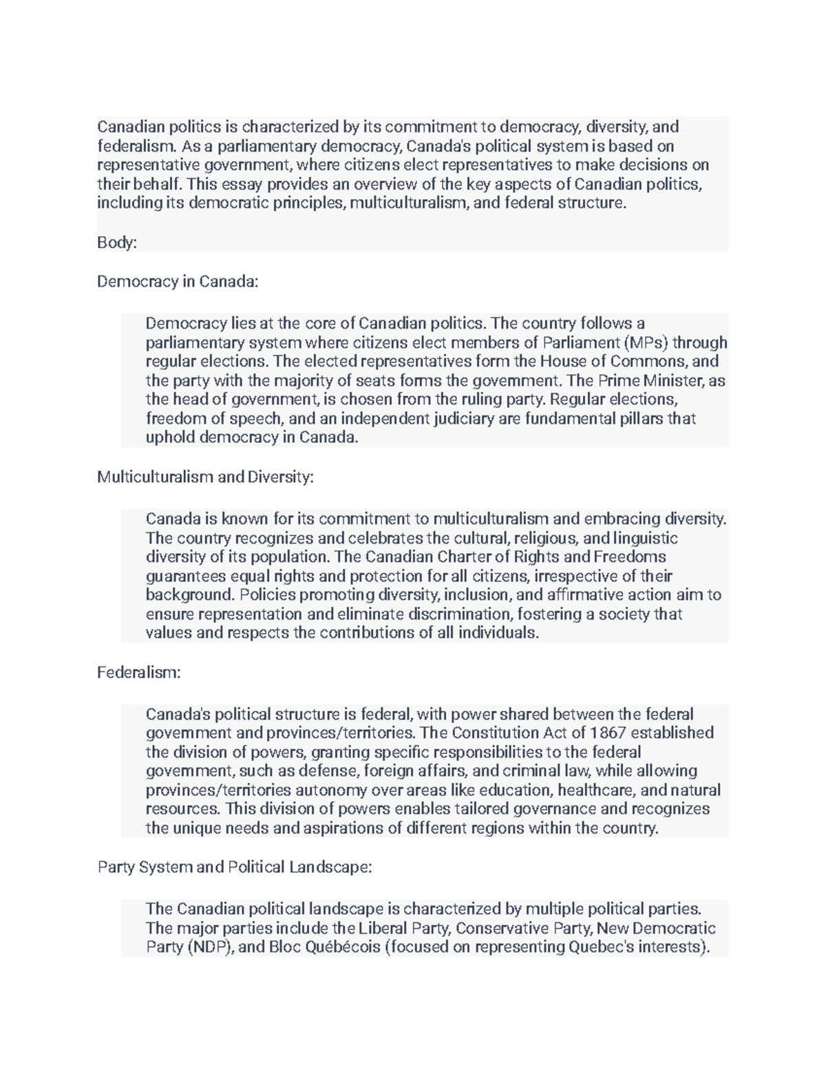 Canadian Politics - As a parliamentary democracy, Canada's political ...