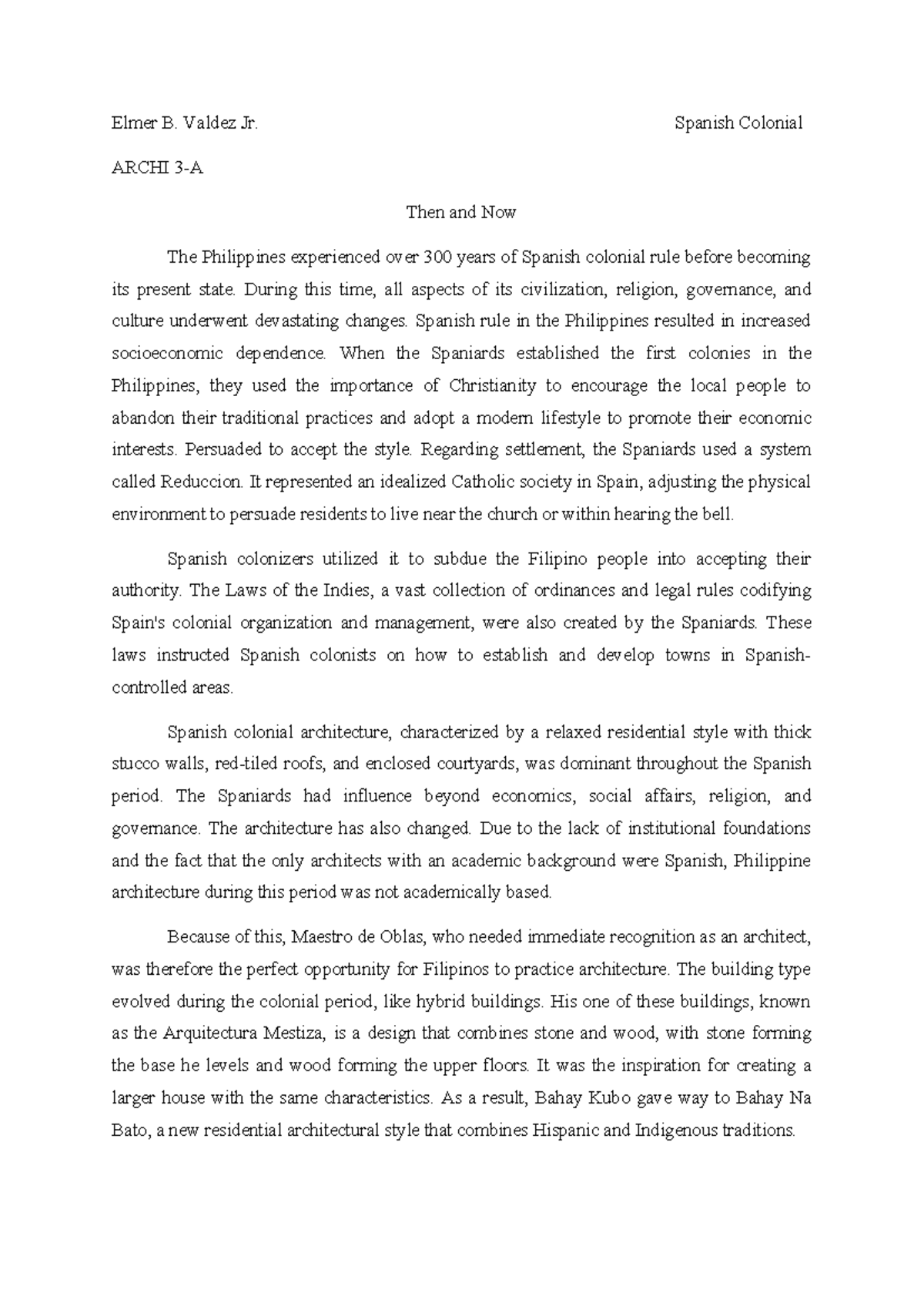 Spanish Colonial Valdez Elmer JR 1 - Elmer B. Valdez Jr. Spanish ...