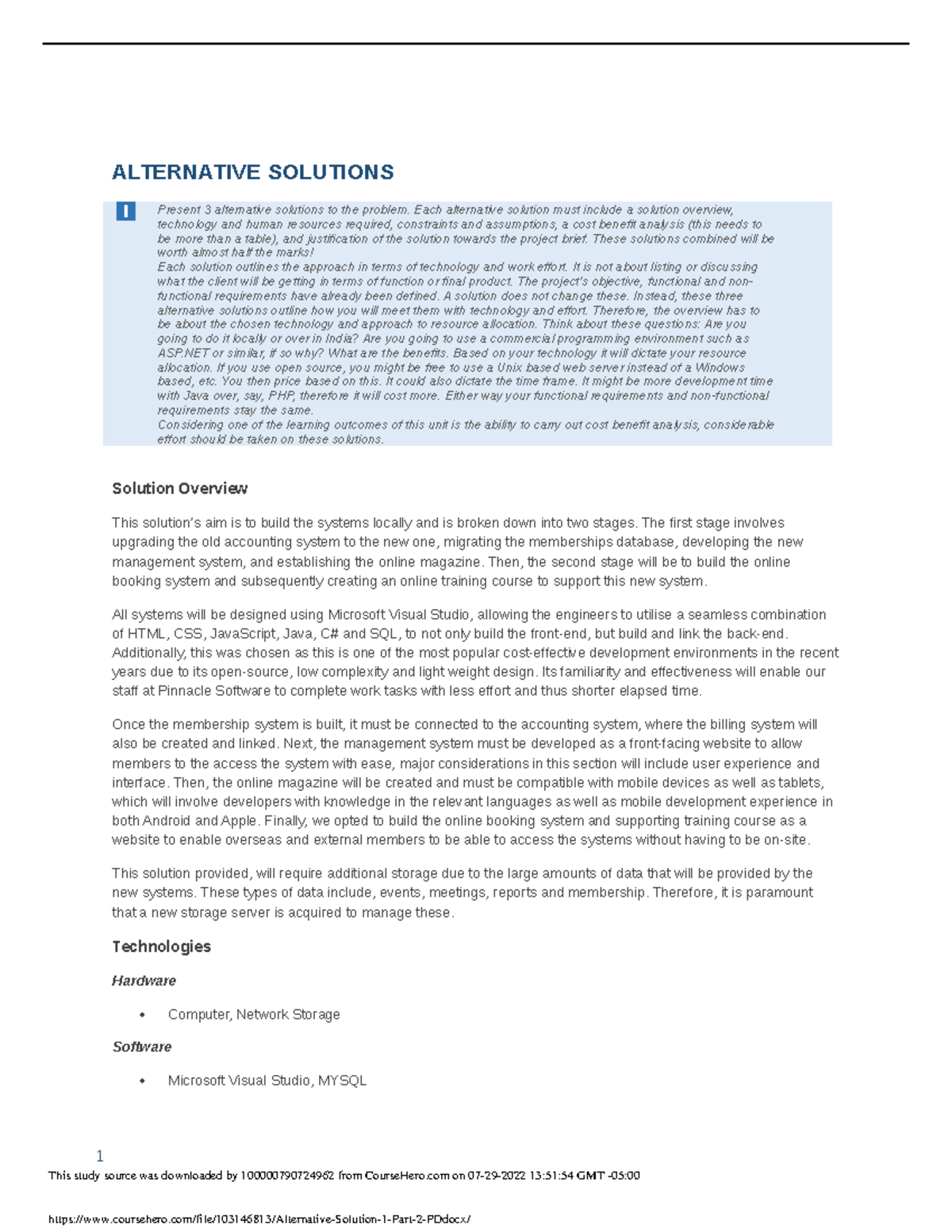 Alternative Solution 1 Part 2 PD - ALTERNATIVE SOLUTIONS Present 3 ...