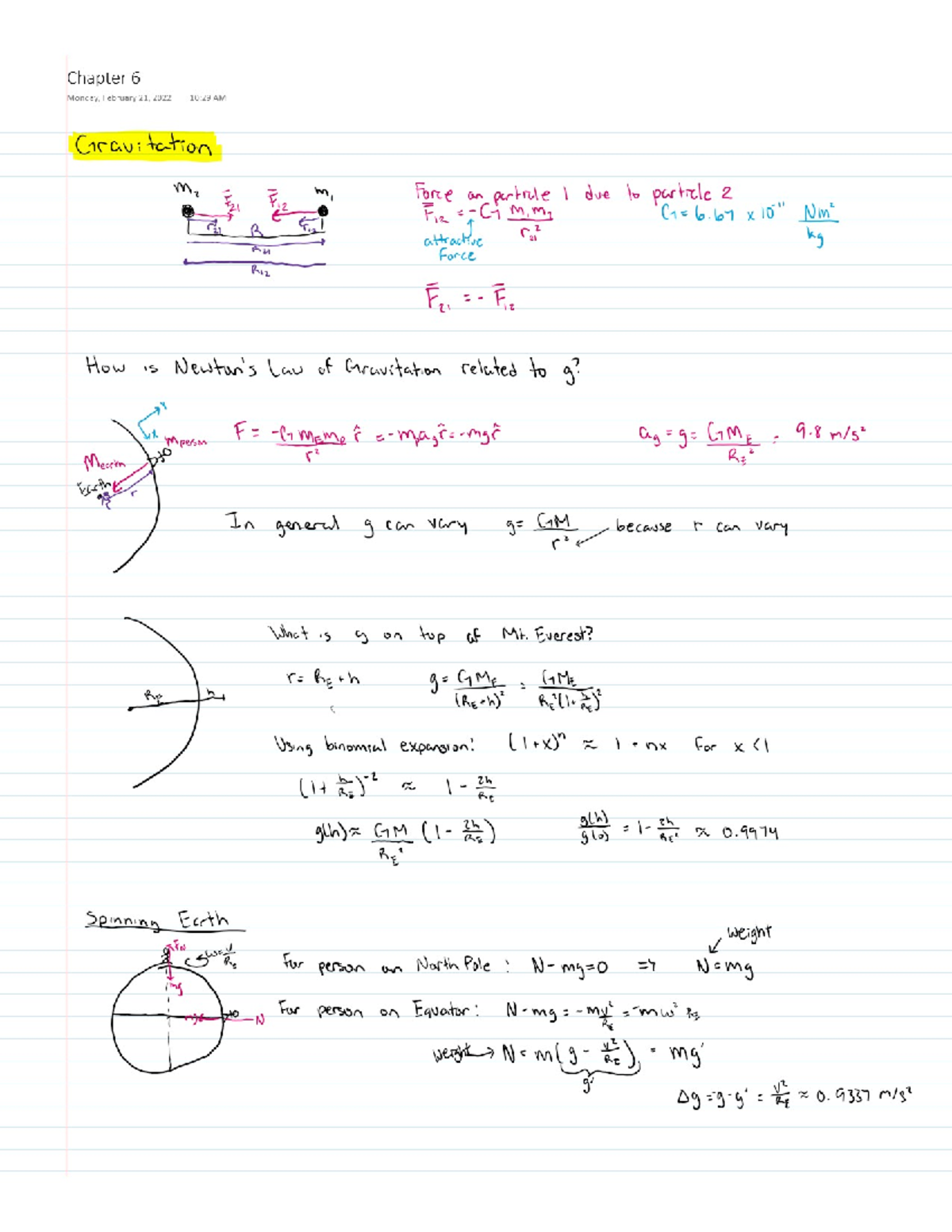 Chapter 6 - Course taught by Joshua Gunderson - PHY 221 - Studocu