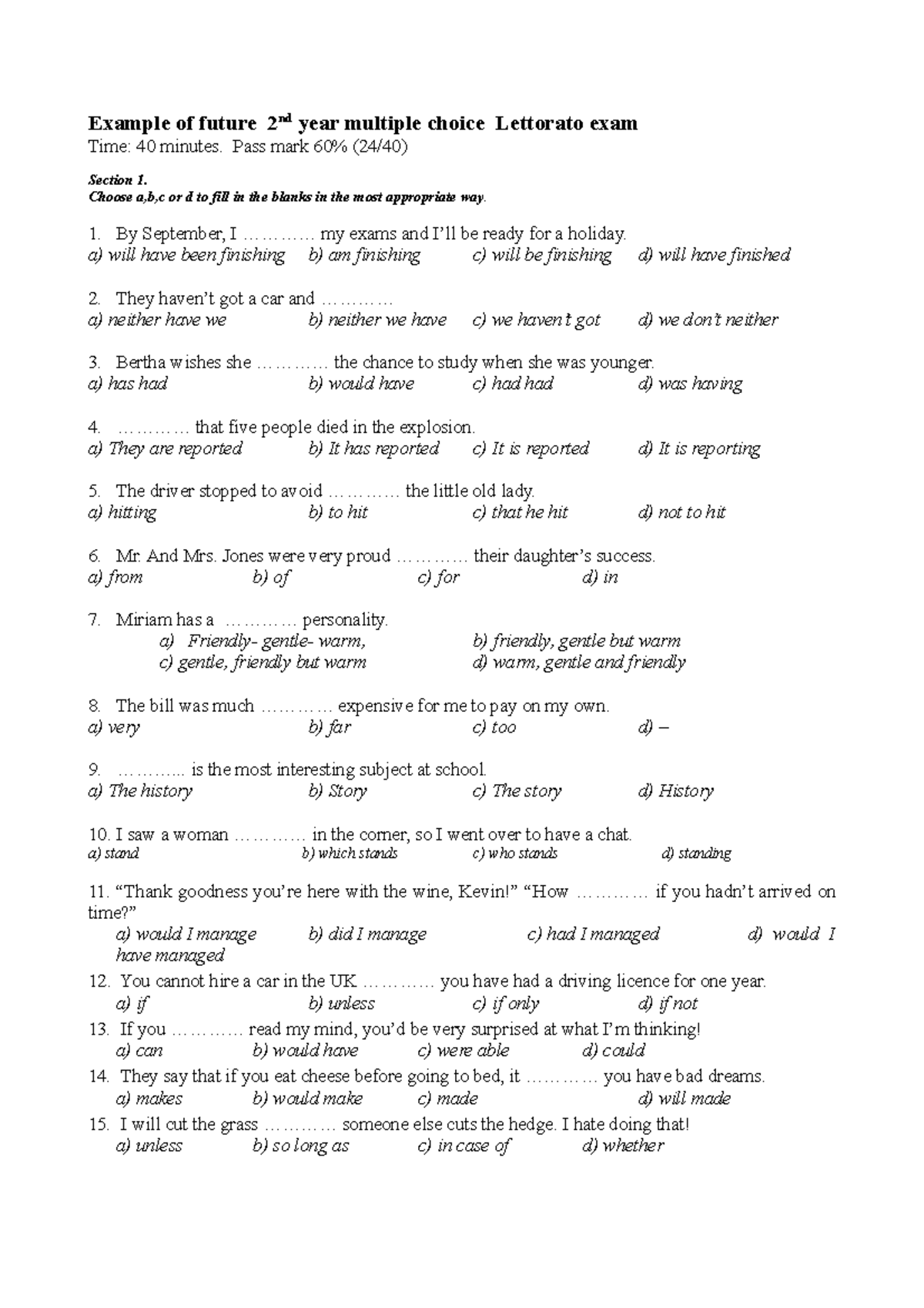 2 Uof E17 - Esercitazione per passare l'esame del lettorato di inglese ...