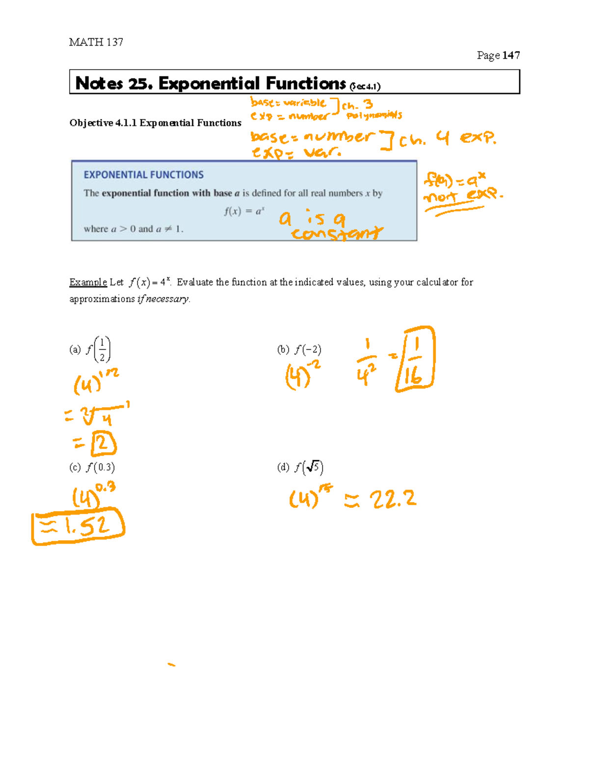 Chapter 4 Notes - Professor Yen Chou - Page 147 Notes 25. Exponential ...