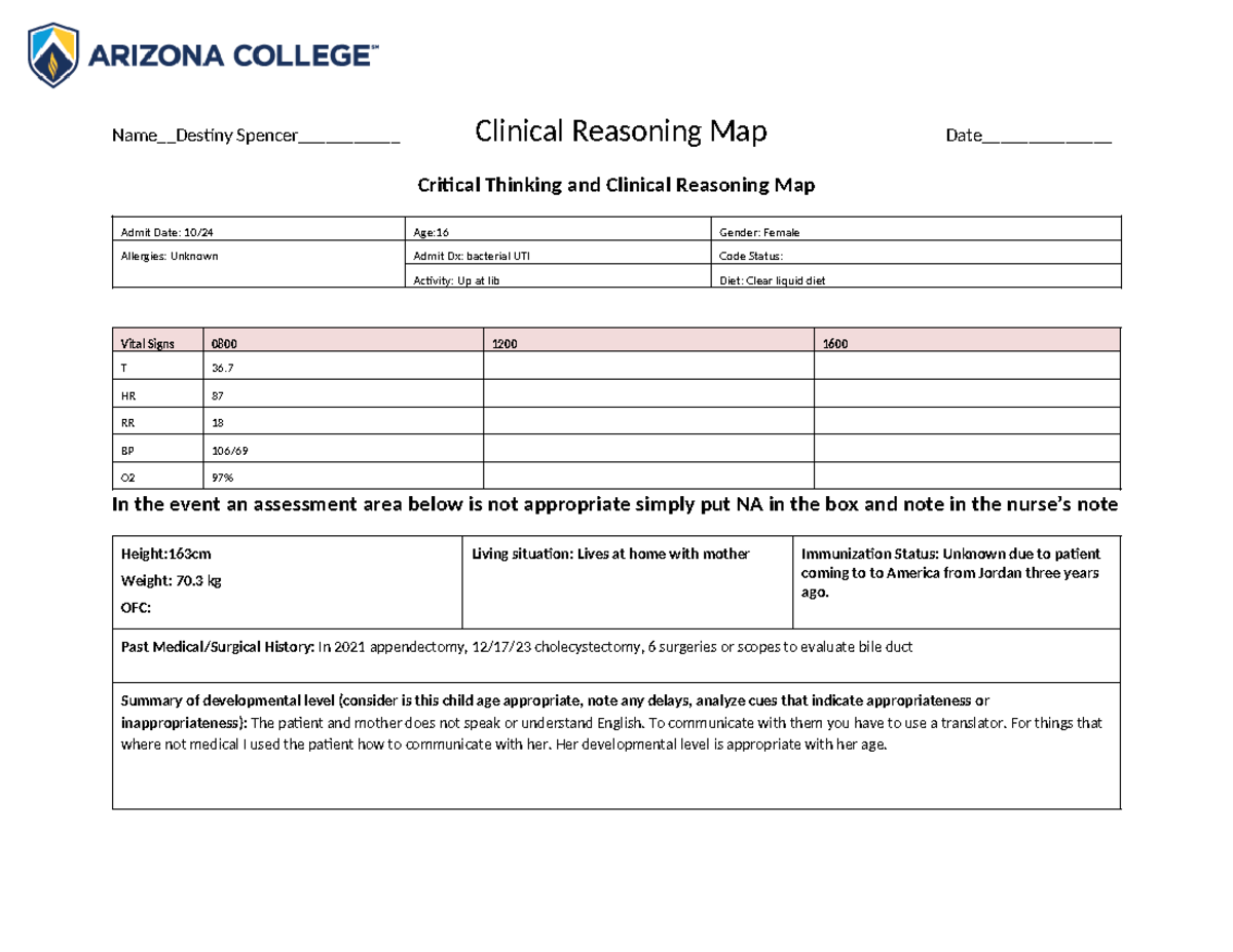 Critical Thinking Map Pediatric Rev. 03 - Critical Thinking and ...