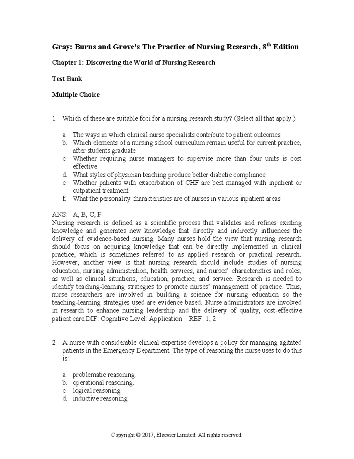 Chapter 001 - Gray: Burns and Grove's The Practice of Nursing Research ...