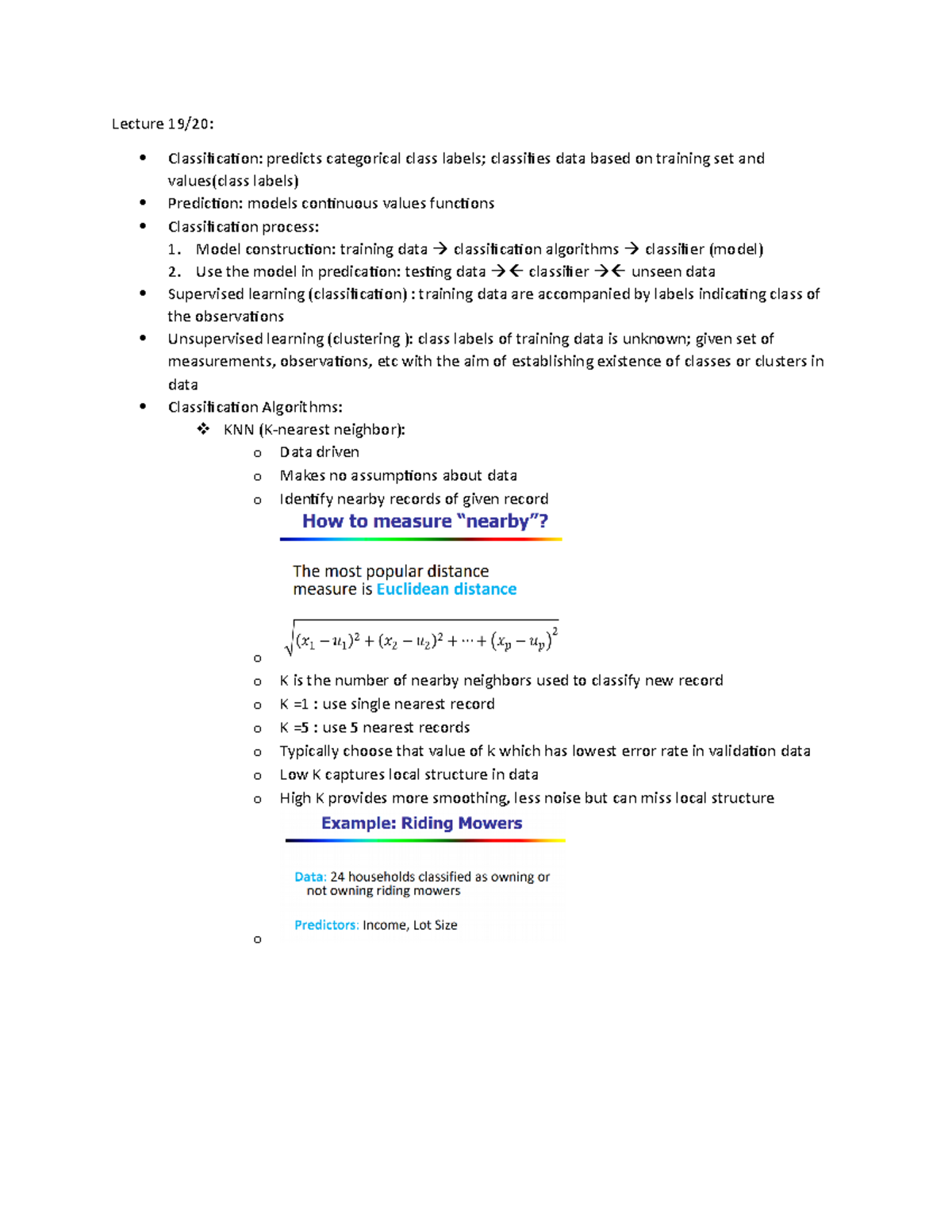 Lecture 19 & 20 - Lecture 19/20: Classification: predicts categorical ...