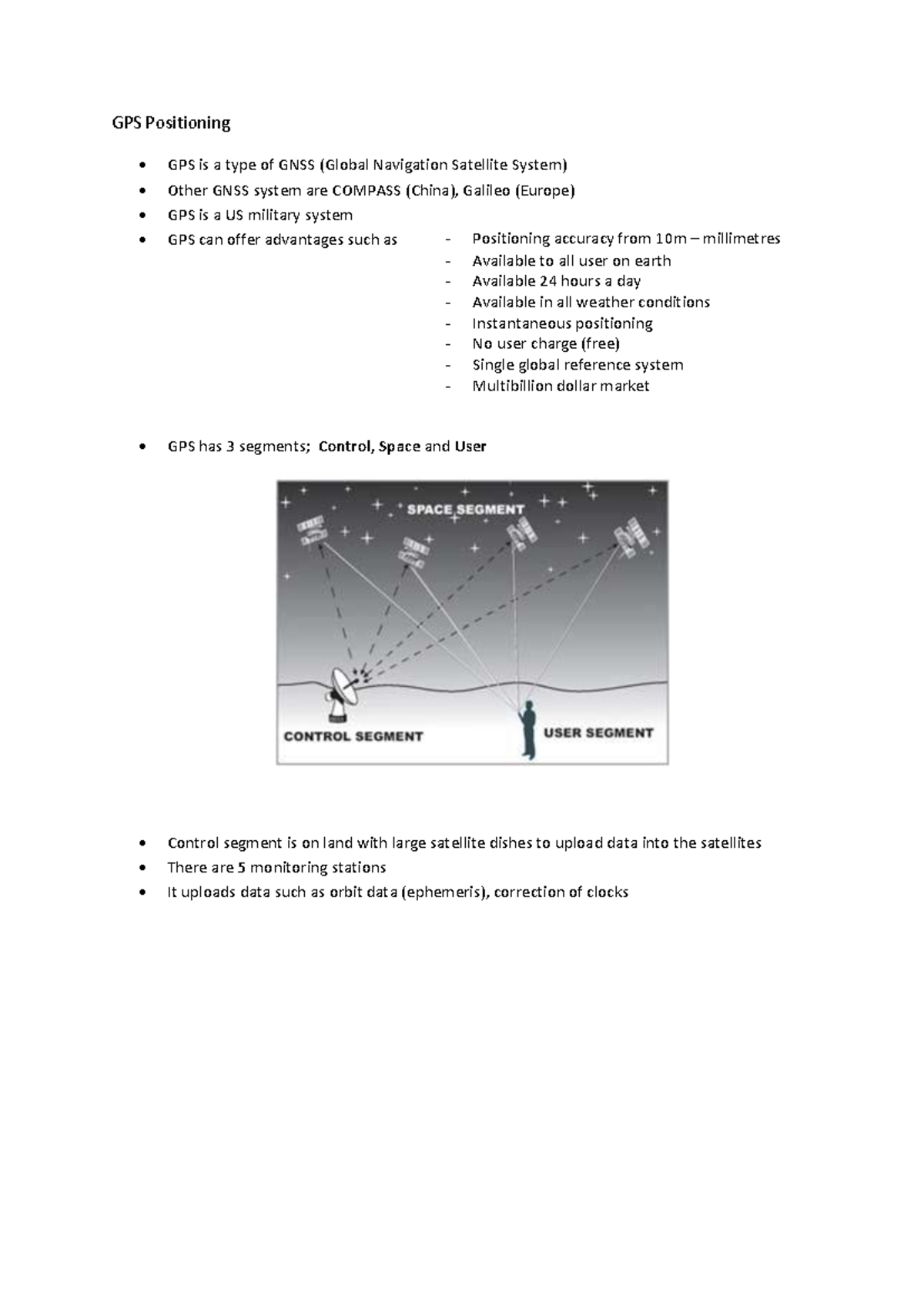 GMAT1110 Surveying Notes - GPS Positioning x GPS is a type of GNSS ...