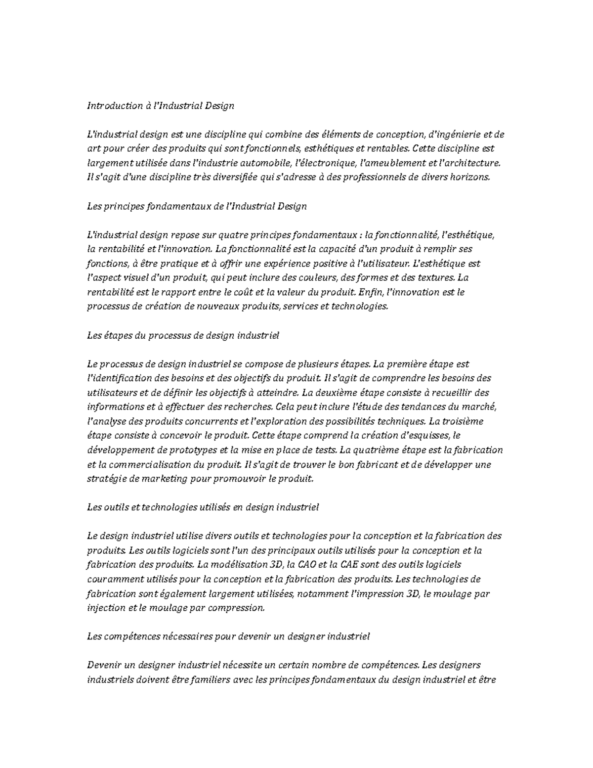Industrial Design Study Notes - Introduction à l'Industrial Design L ...