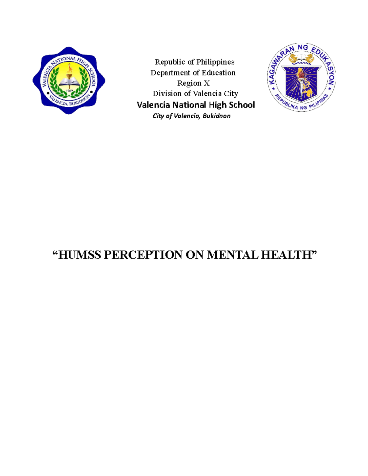Humss Perception on mental health Autosaved - Republic of Philippines ...