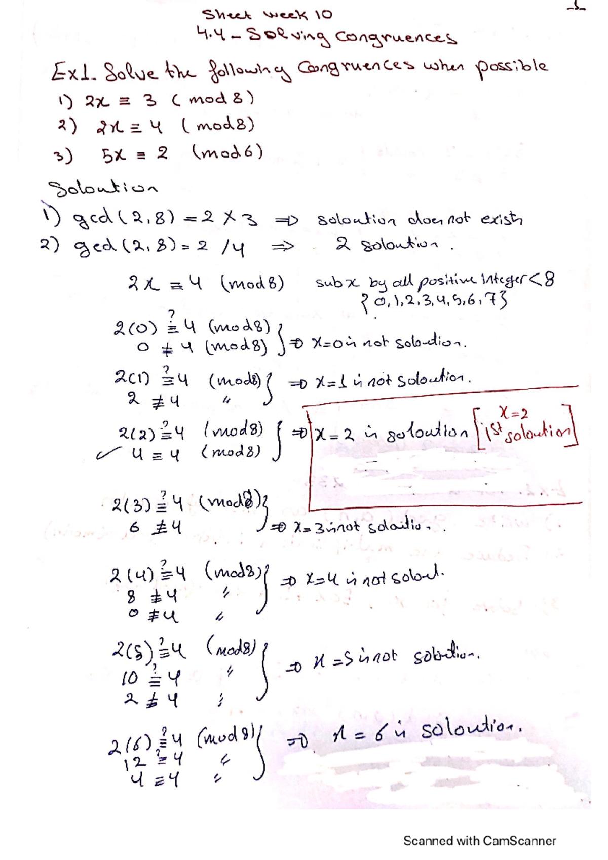 Sheet-4.4- Solving congruence - Discrete Mathematics - Studocu