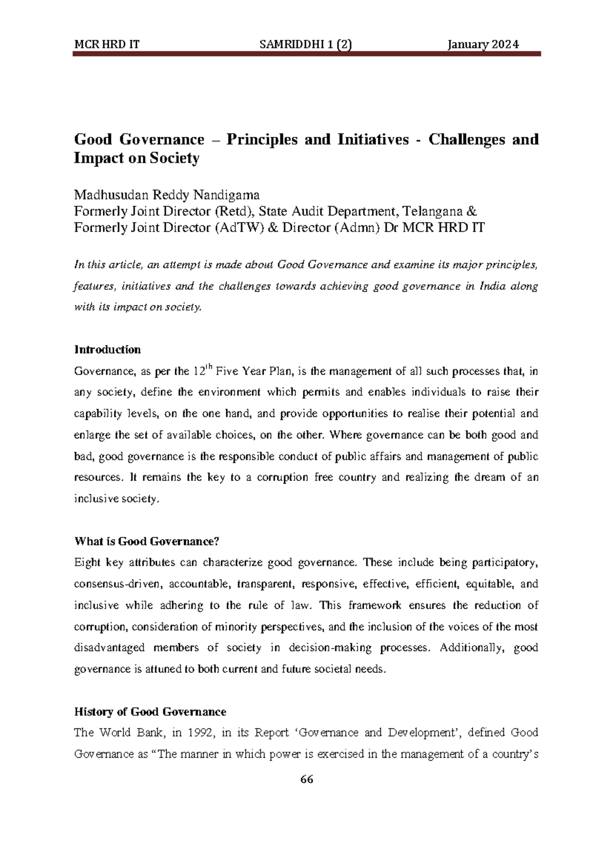 6.Good Governance - Introduction Governance, as per the 12th Five Year ...