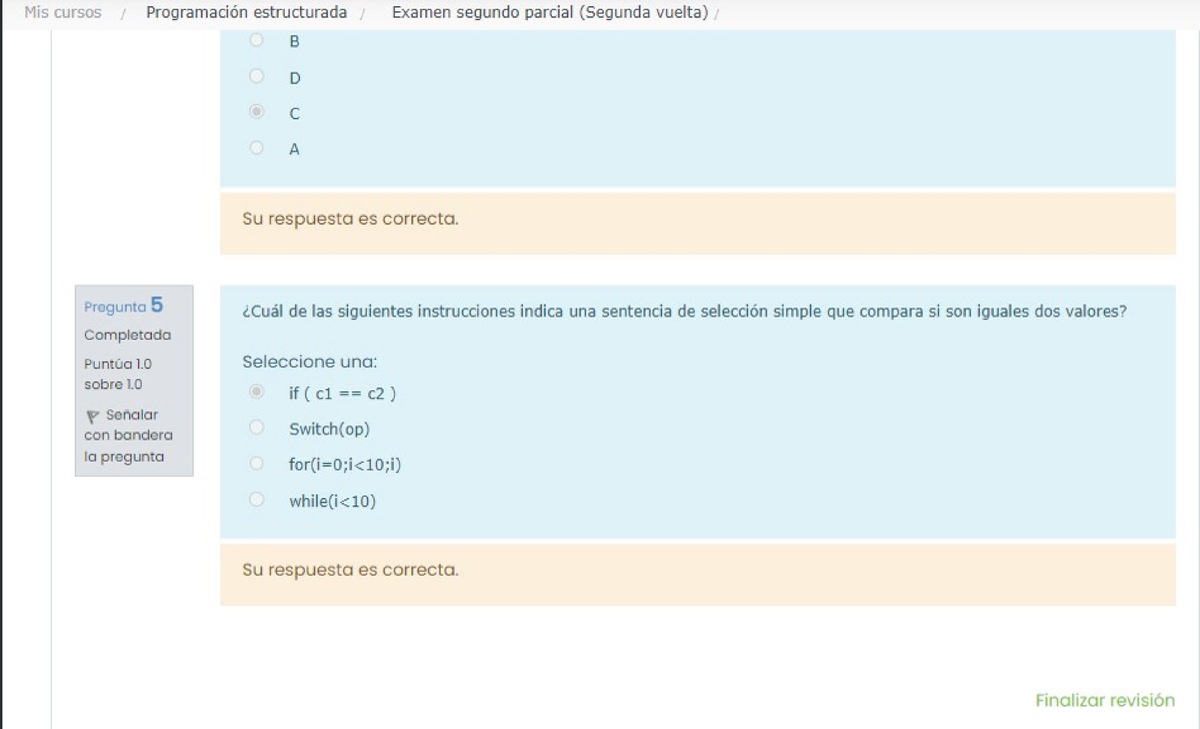 Programacion Estructurada Examen segundo parcial (Segunda vuelta) - Studocu